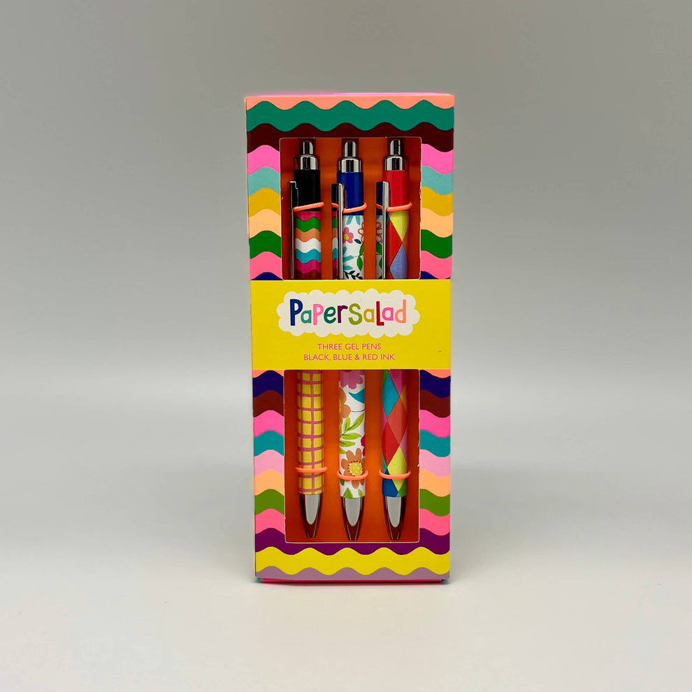 Gift Box 3 Gel Pens Paper Salad Colourful Stationery