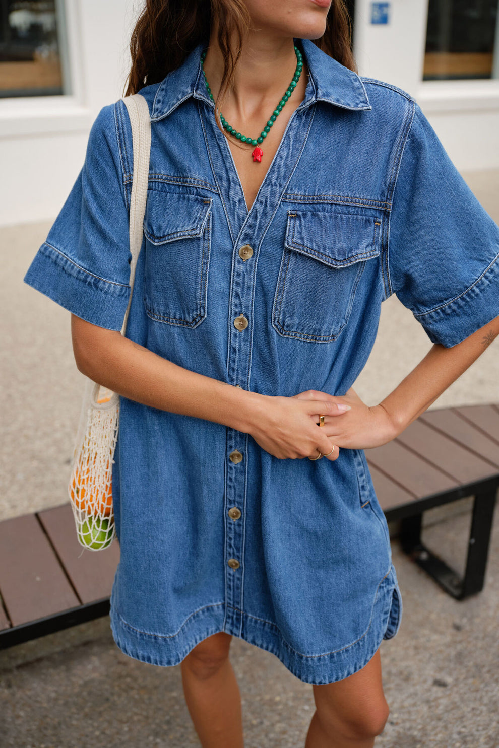 Ceres Life Sammy Relaxed Shirtdress Fresh Indigo